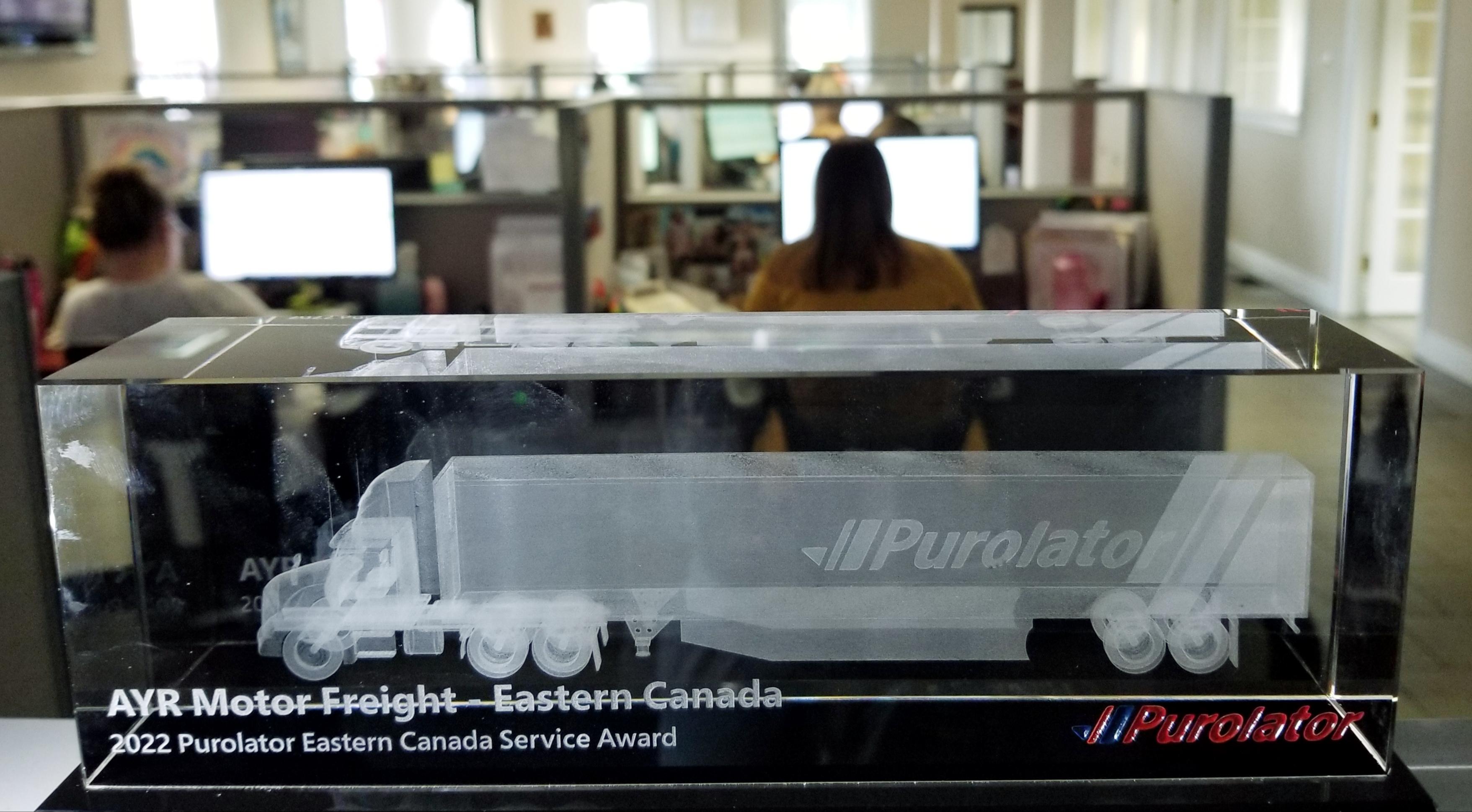 2022 Purolator's Eastern Canada Service Award - AYR Motor Express